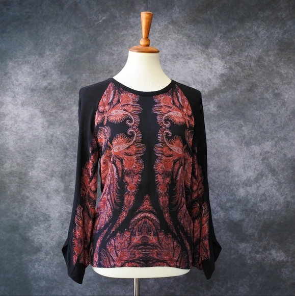 Barbara Bui | Tops | Barbara Bui Paris Designer 0 Silk Red Black ...